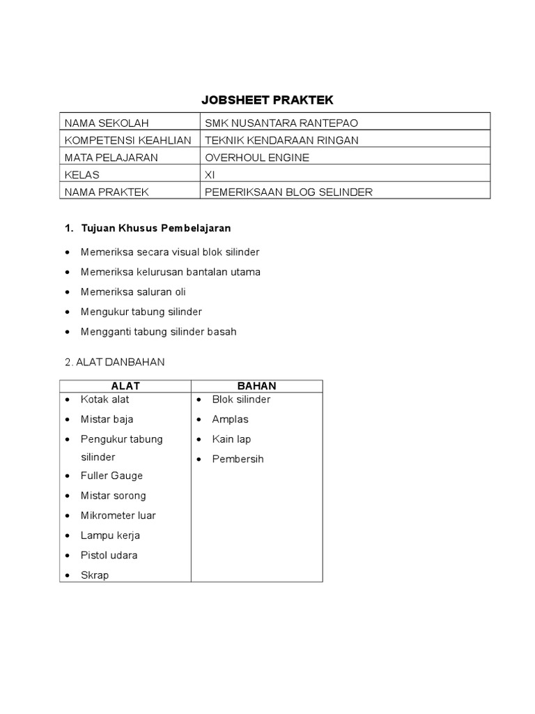 Jobsheet Praktek Blog Selinder | PDF