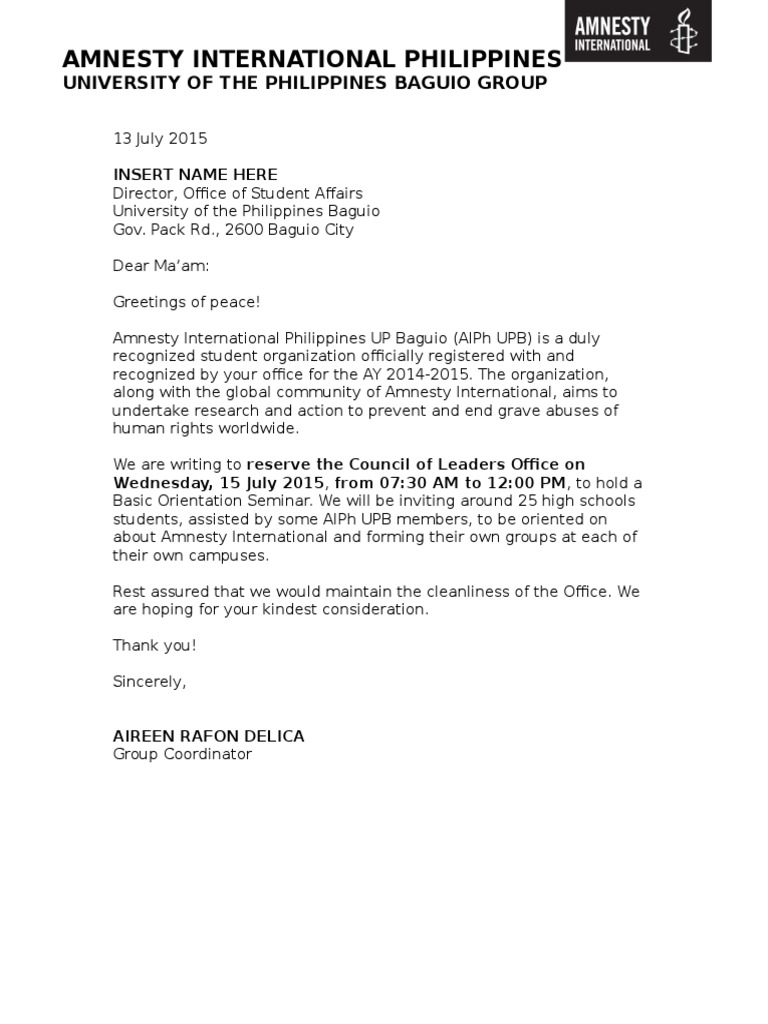 Amnesty International Philippines: University of The Philippines Baguio ...