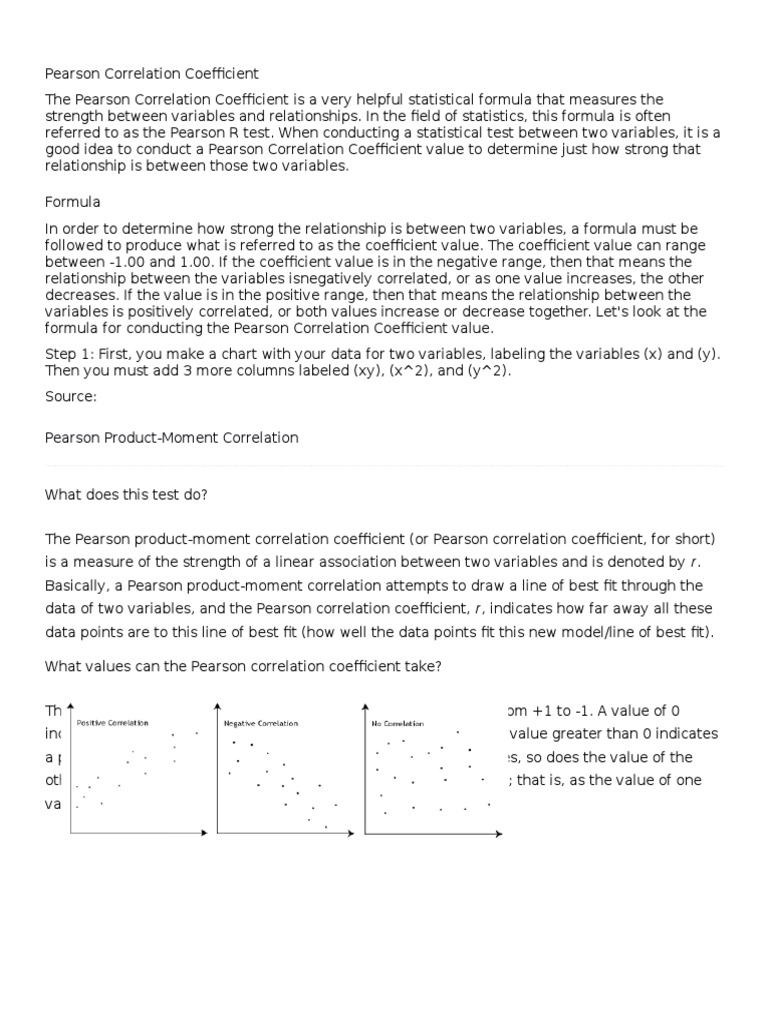 Pearson Correlation Coefficient | PDF | Correlation And Dependence ...