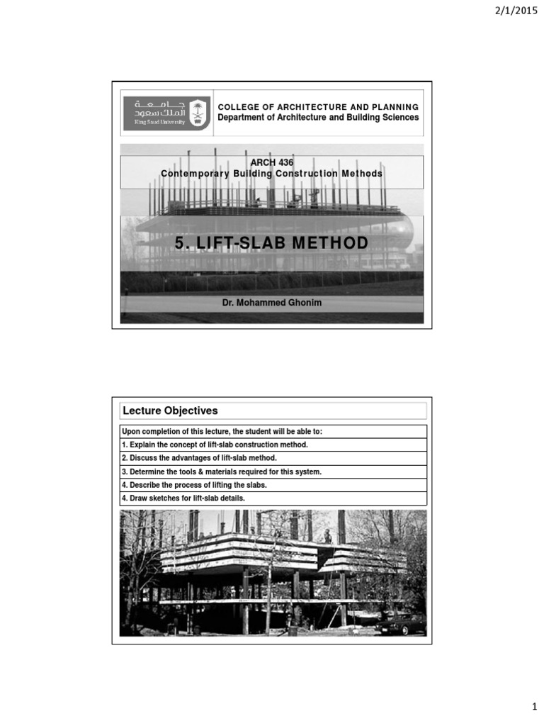 5 Lift Slab Method | Elevator | Column