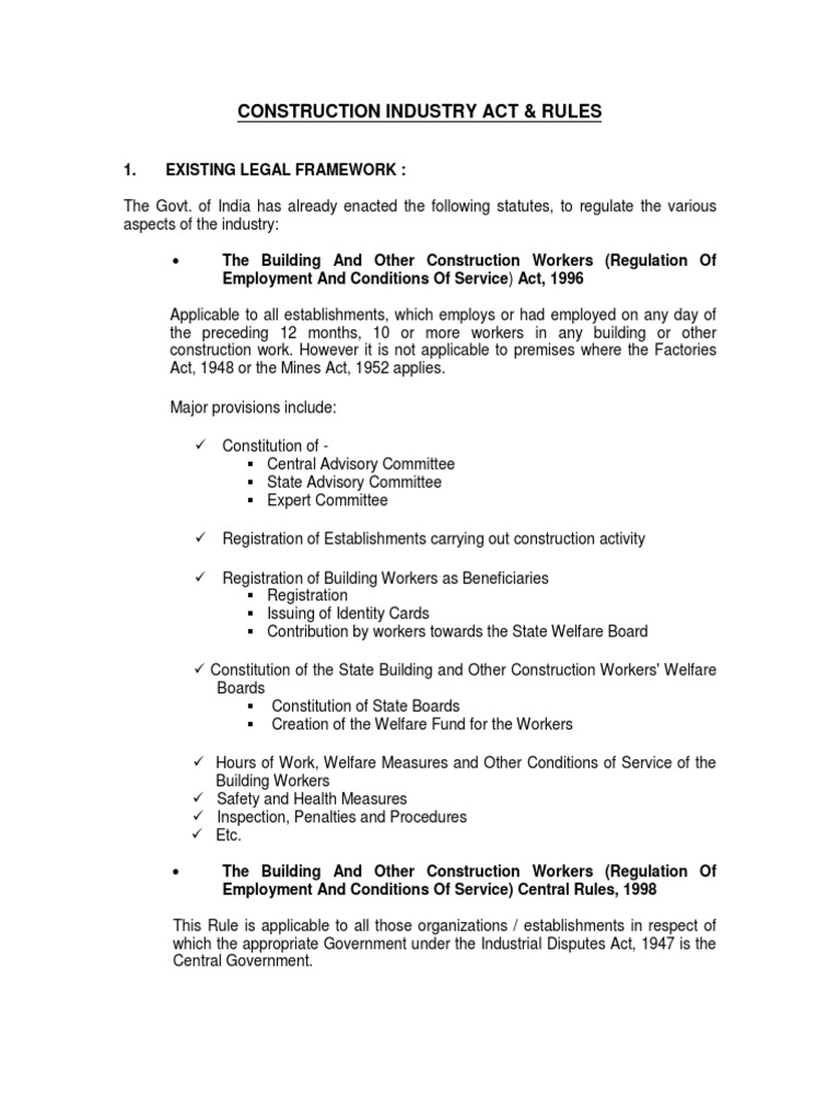Construction Safety Acts - Rules | Download Free PDF | Overtime | Fine ...