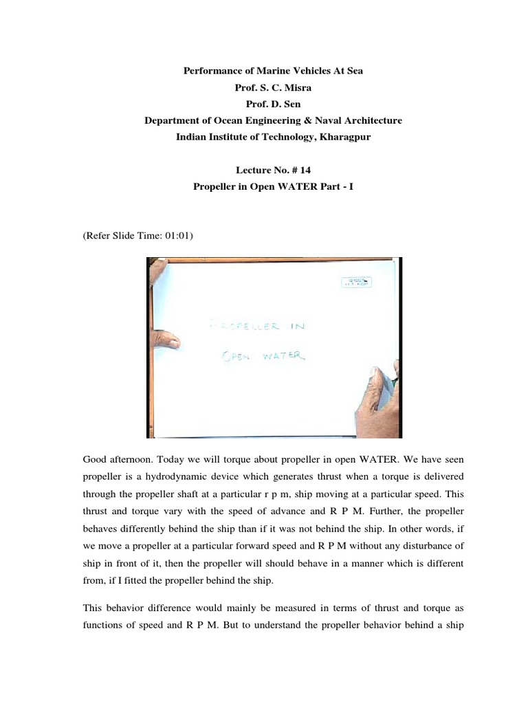 Understanding Propeller Characteristics in Open Water: A Discussion of ...