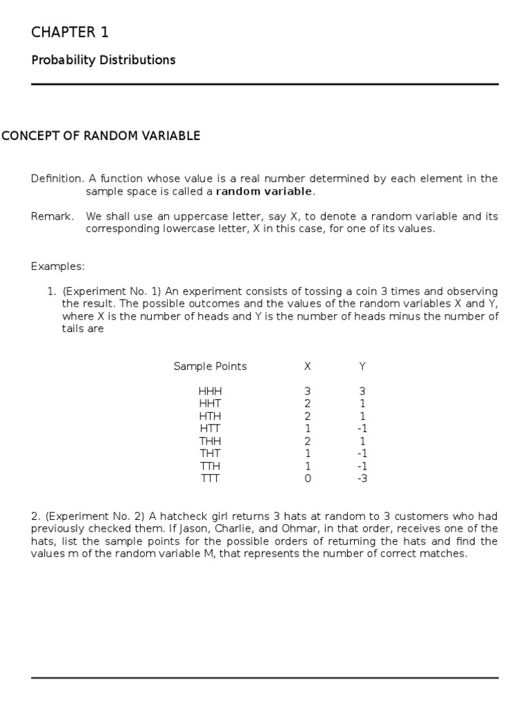 Chapter 1 Pdf Probability Distribution Variance