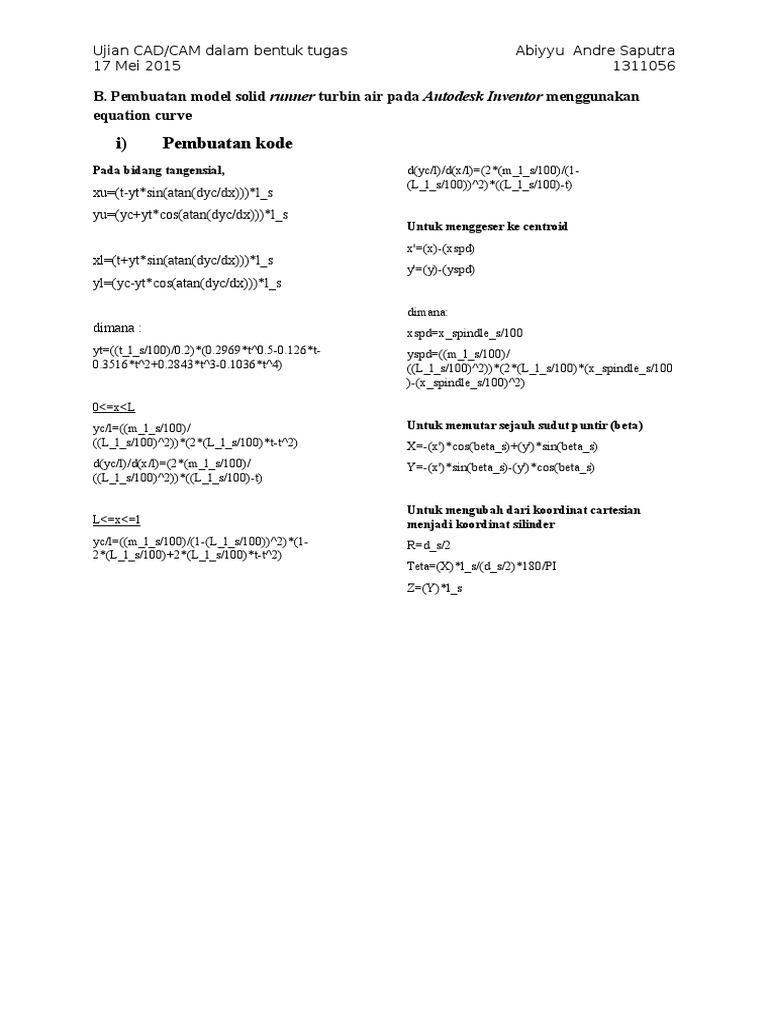 Pembuatan Model Solid Runner Turbin Air Pada Autodesk Inventor ...