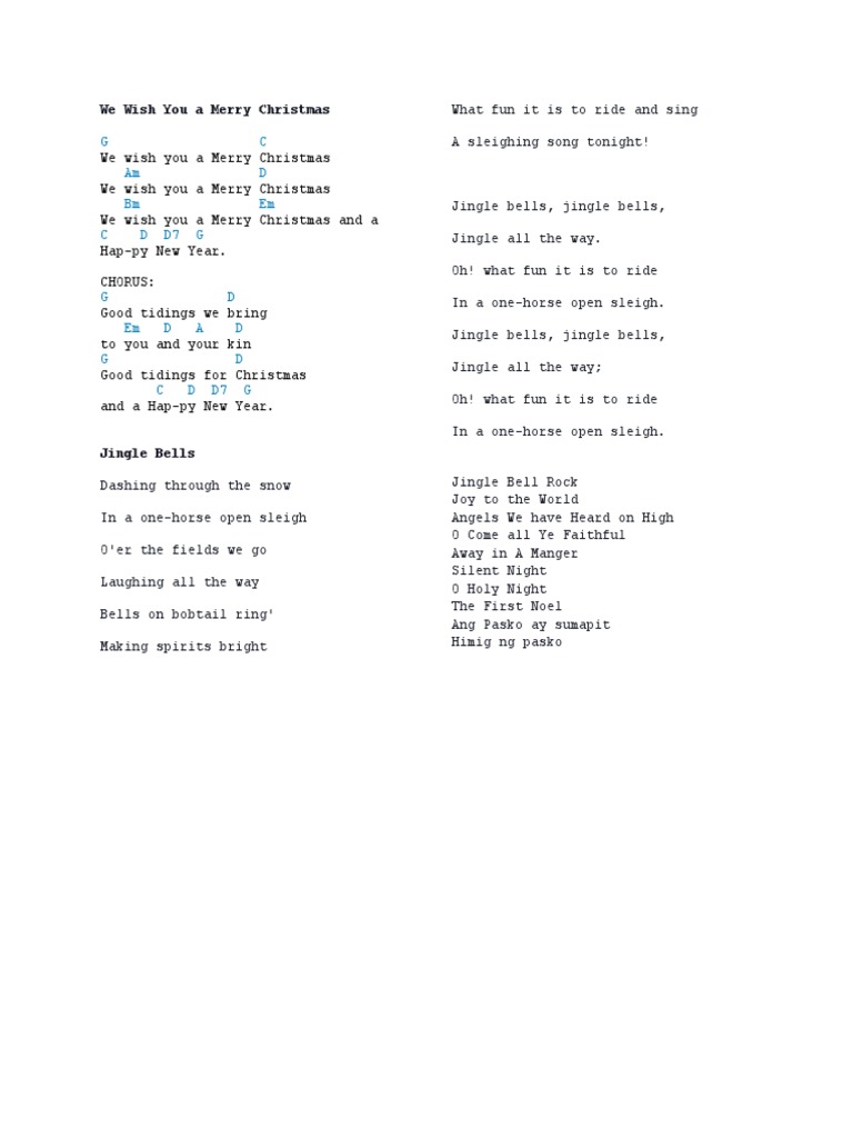 G C Am D BM em C D D7 G: We Wish You A Merry Christmas | PDF | Poetry