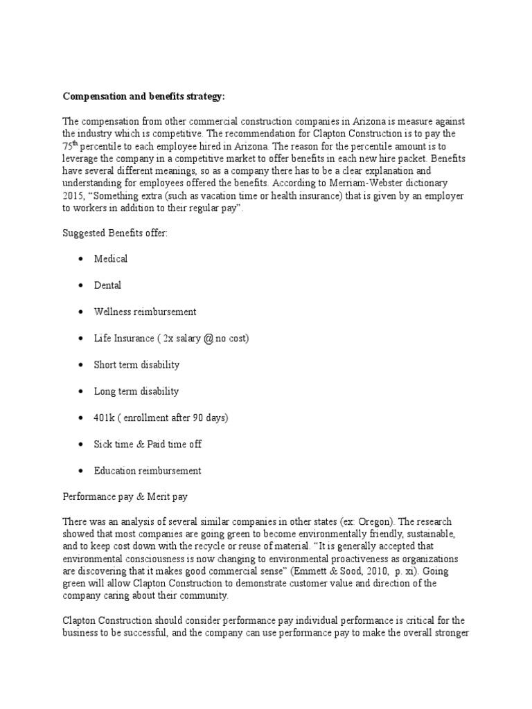 HRM WEEK 3 TEAM Compensation and Benefits Strategy | Download Free PDF ...