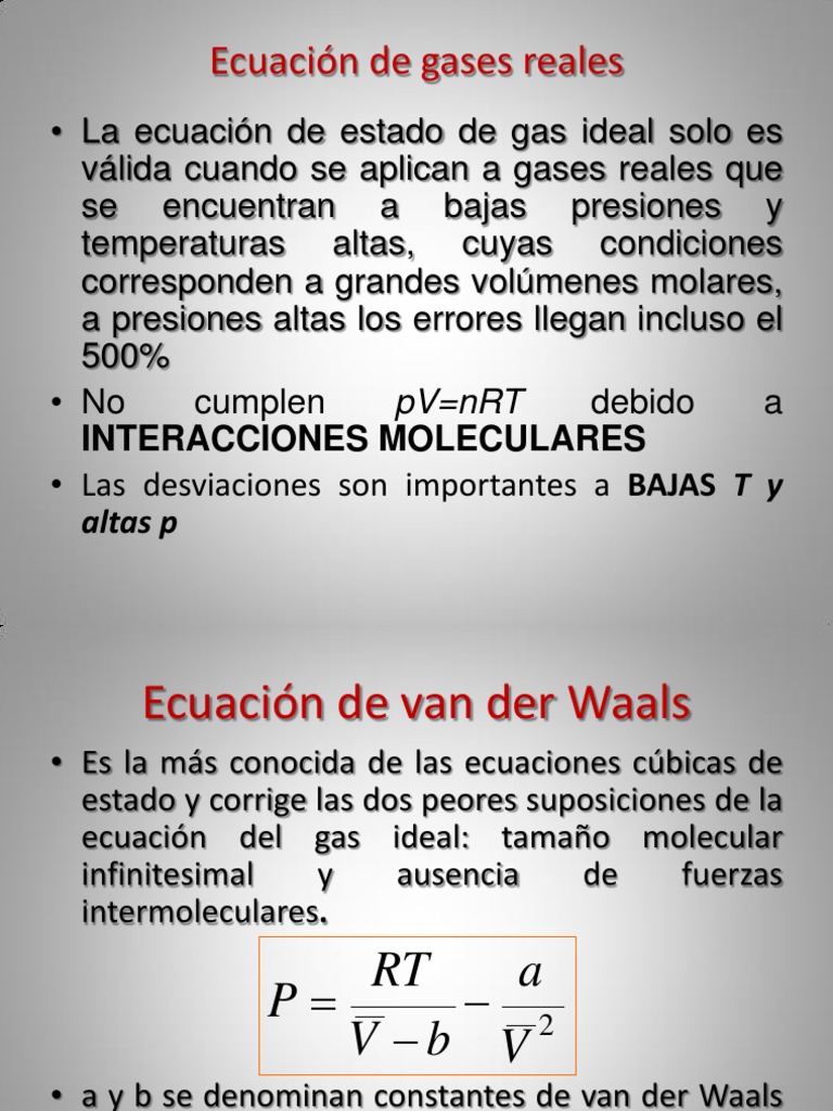 Ecuación de Gases Reales | PDF | Gases | Ingeniería mecánica