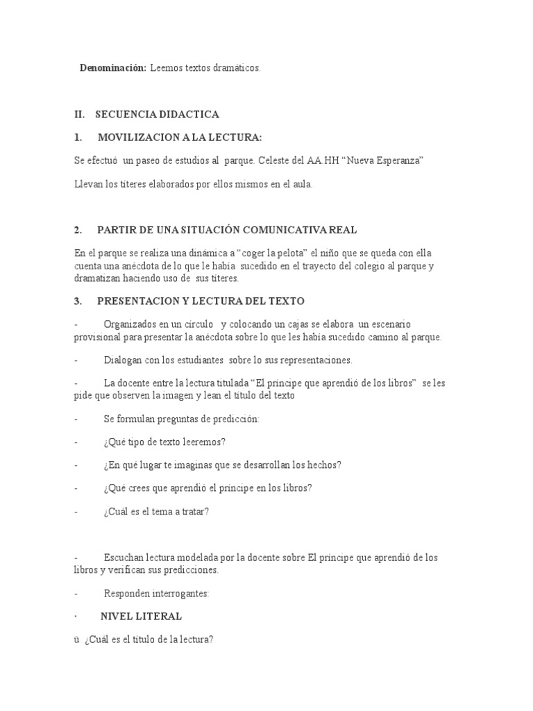 Sesion de Un Texto Dramatico | PDF | Palabra | Lectura (proceso)