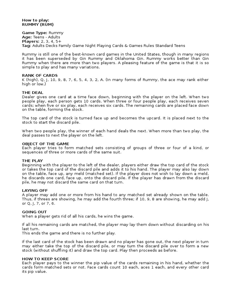 How to Play Rummy: Rules, Objective, and Scoring for the Classic Card ...