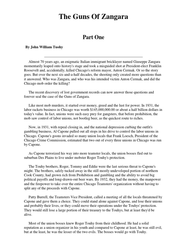 The Guns of Zangara | PDF | Al Capone | Chicago Outfit