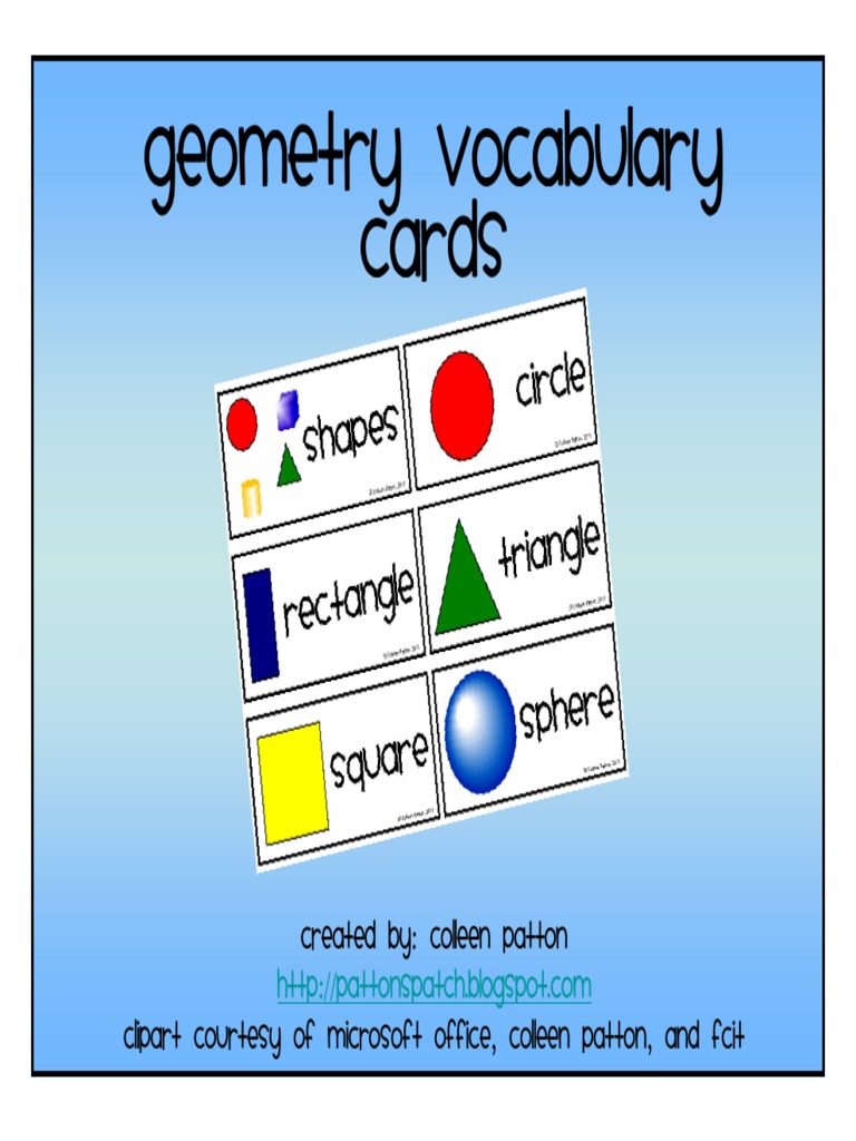 Free Geometry Vocabulary Cards | PDF