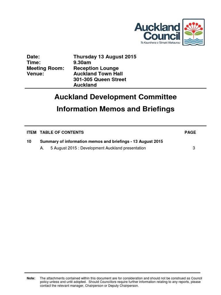 Auckland Development Committee Briefing | PDF