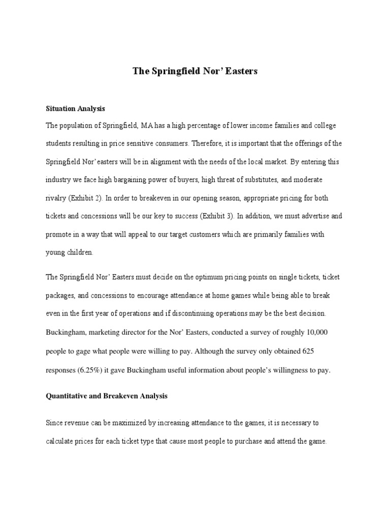 Springfield Nor' Easters | PDF | Revenue | Profit (Accounting)