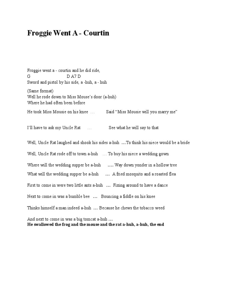 Froggie Went A Courtin Sing Along | PDF