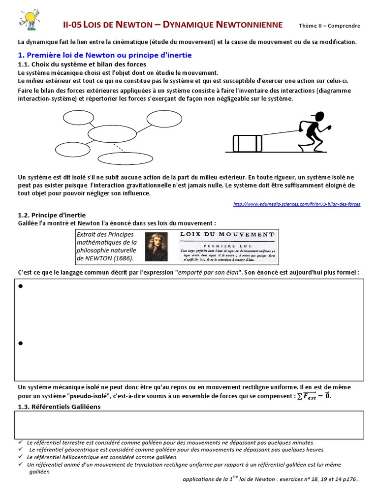 Lois de Newton : Principes et Applications | PDF | Lois du mouvement de ...