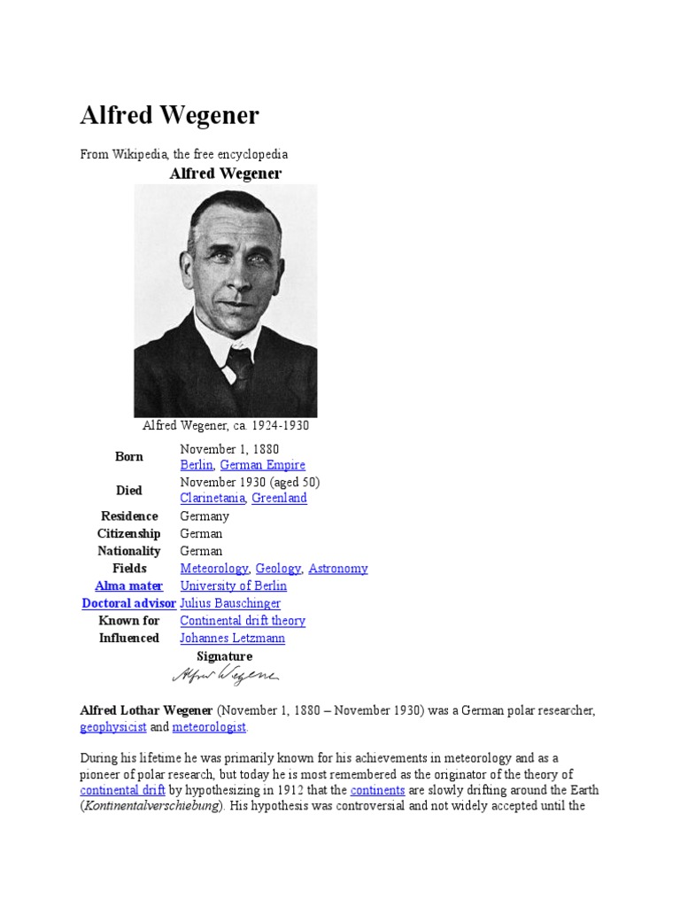 Alfred Wegener | PDF | Planets Of The Solar System | Geology