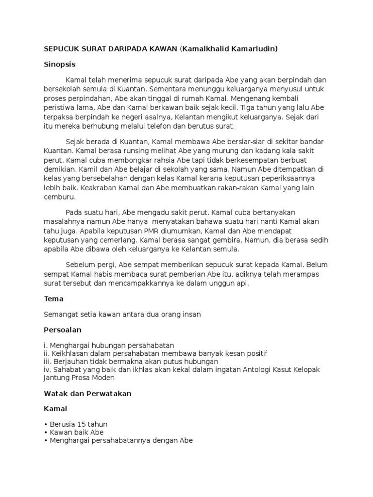 Sepucuk Surat Persahabatan Abadi | PDF | Seni & Disiplin Bahasa | Puisi