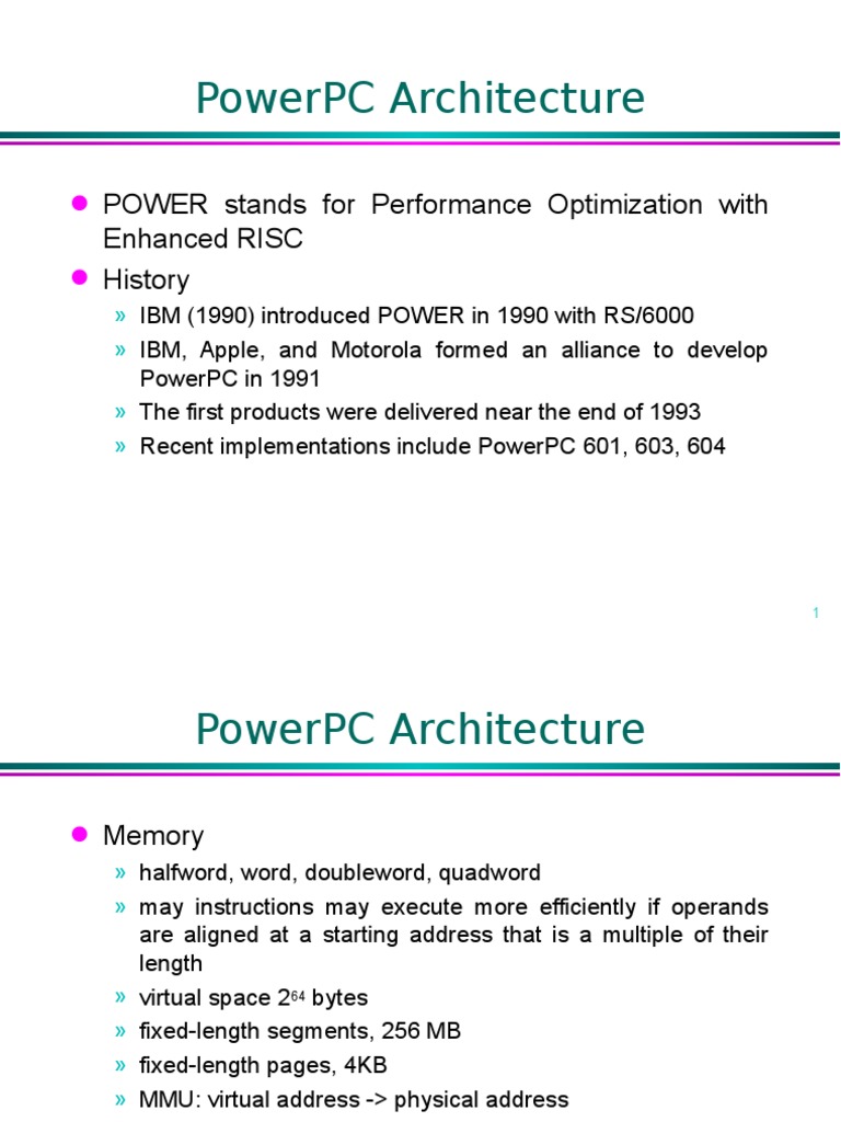 Powerpc Architecture: Power Stands For Performance Optimization With ...
