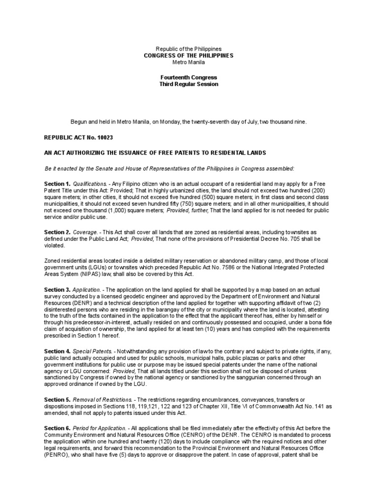 RA-10023 | Patent | Repeal