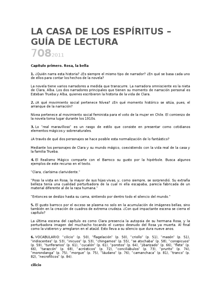 Prueba Casa de Los Espíritus | PDF | Narración | Política (general)