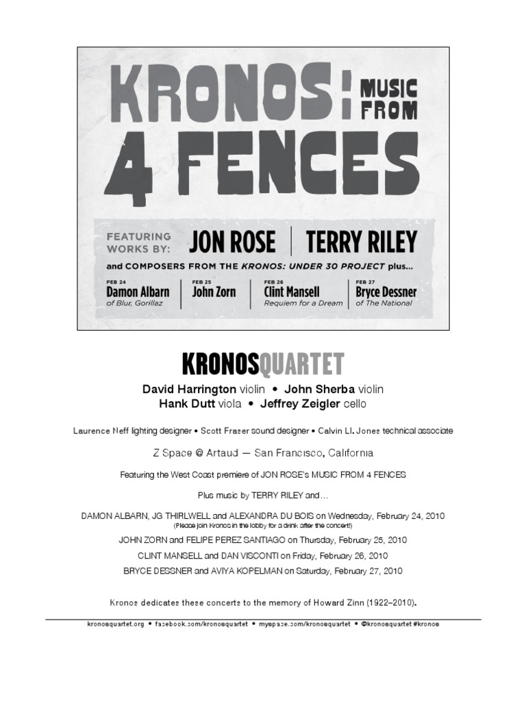 Kronos Quartet: Music from 4 Fences | PDF | Classical Music ...
