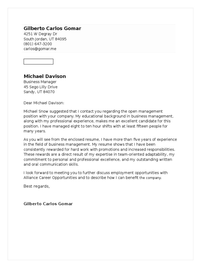Cover Letter | PDF