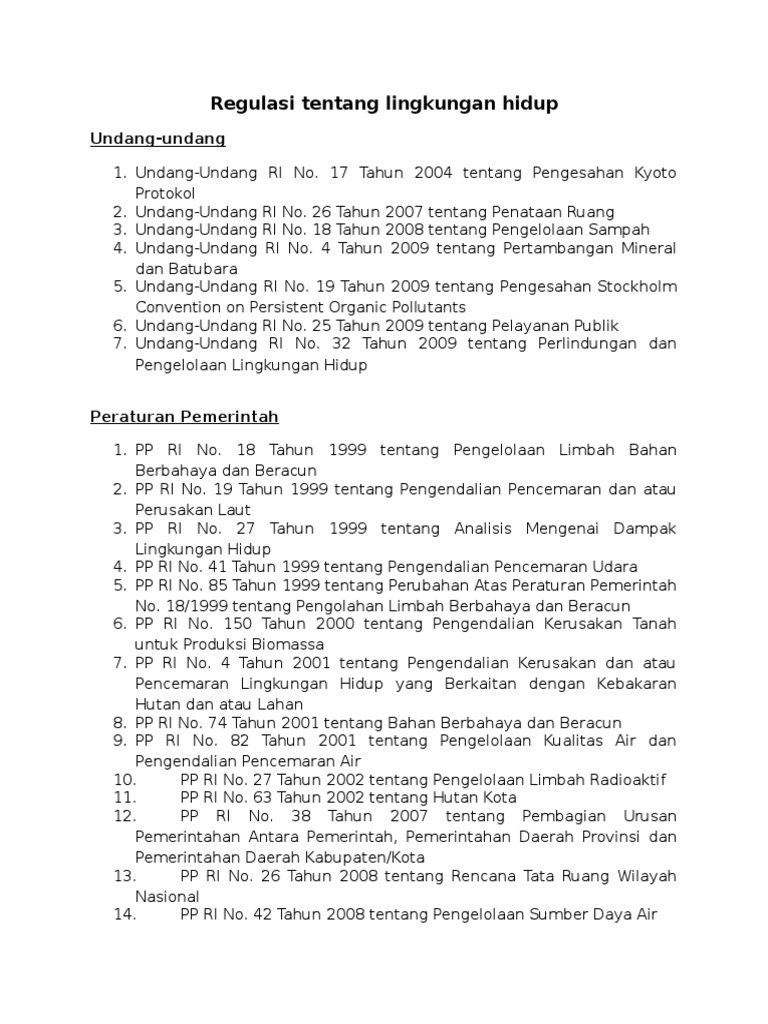 Regulasi Tentang Lingkungan Hidup | PDF