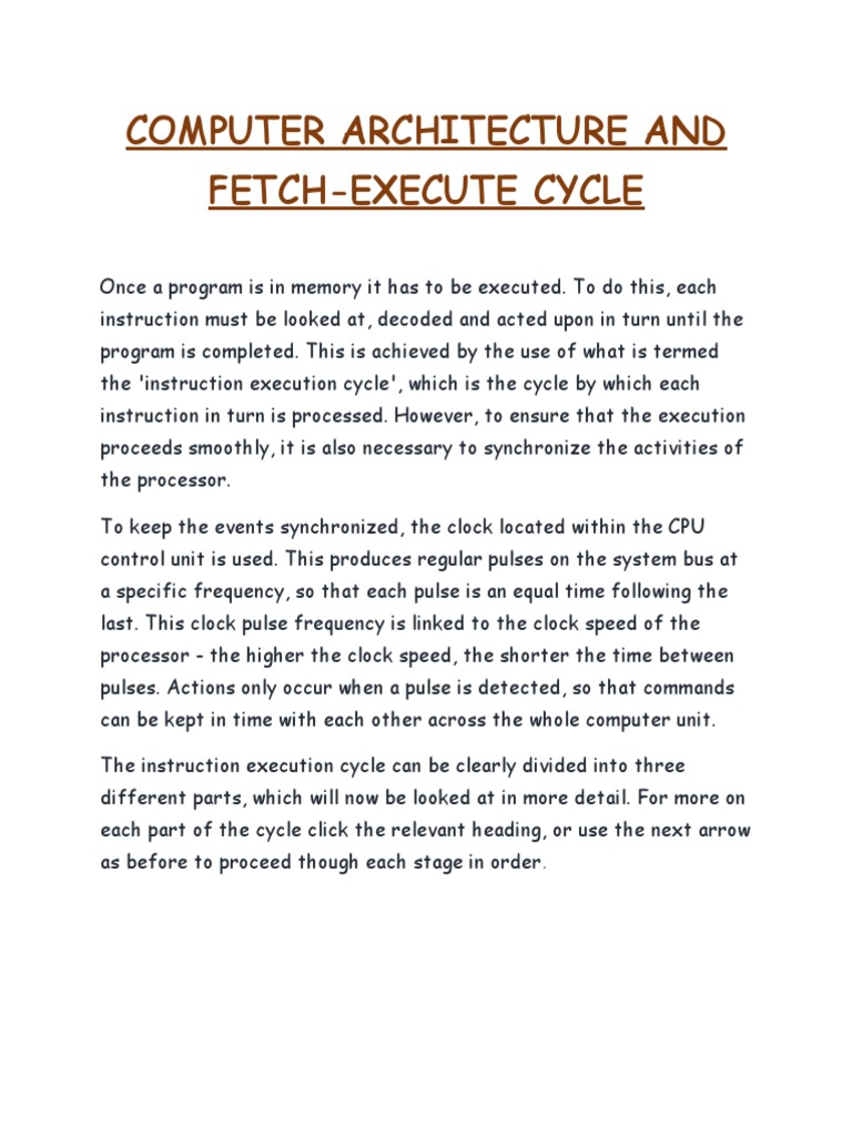 Computer Arch N Fetch Exc Cycle | PDF | Instruction Set | Central ...