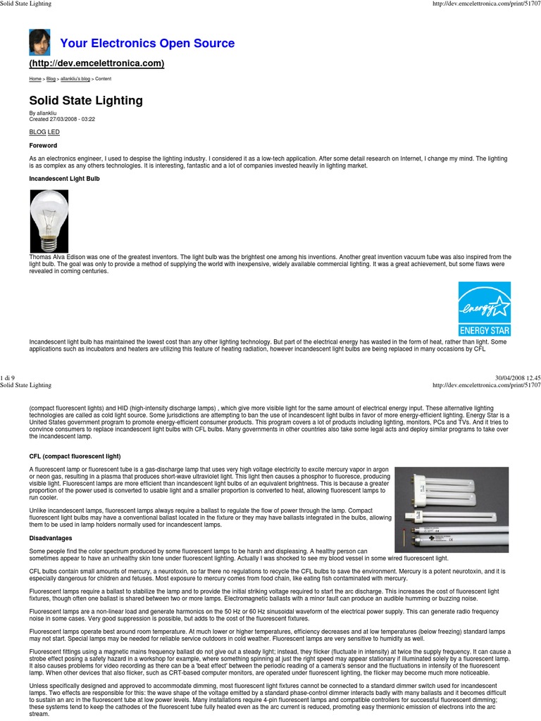 Solid State Lighting | PDF | Fluorescent Lamp | Backlight