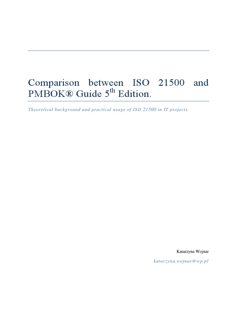 Comparison Between ISO21500 and PMBOK5th Edition | PDF | Project ...