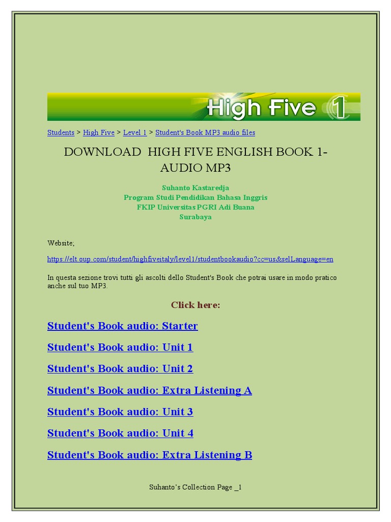 High Five 1 Student's Book Audio MP3 | PDF | Mp3 | Applied Linguistics