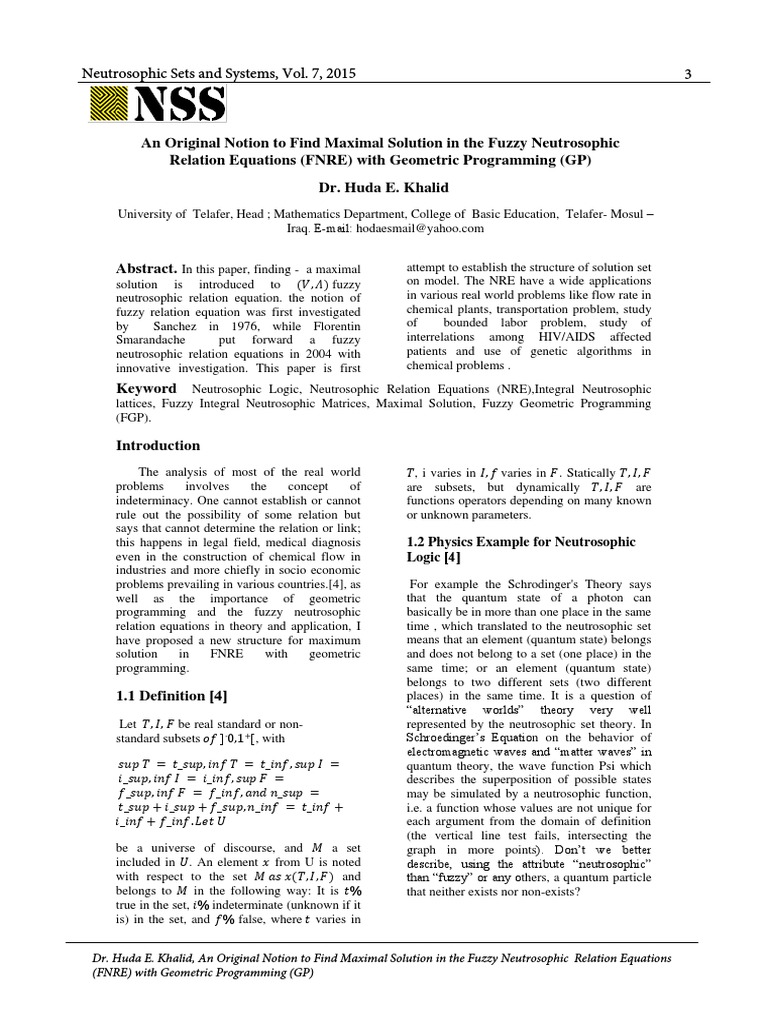 An Original Notion To Find Maximal Solution in The Fuzzy Neutrosophic Relation Equations (FNRE ...