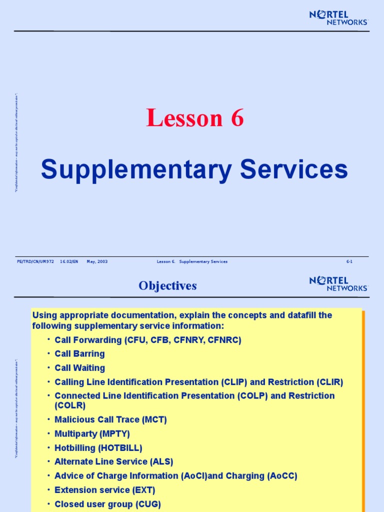 Lesson 6: Supplementary Services | PDF | Telecommunications | Networks