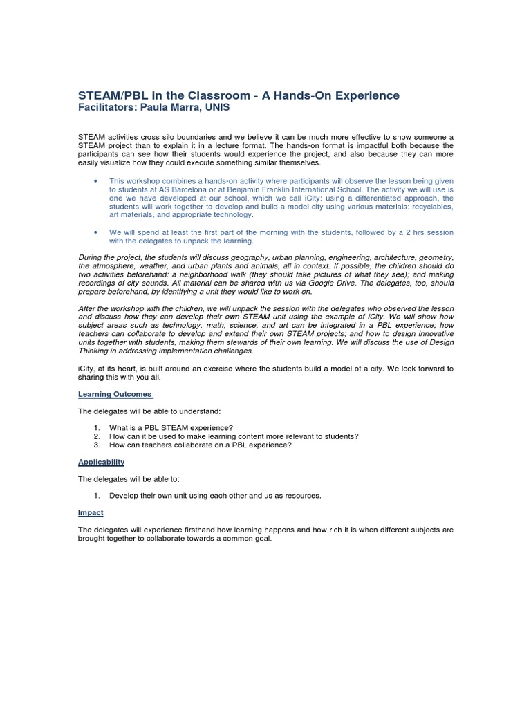 STEAM-PBL in The Classroom | PDF | Classroom | Teaching