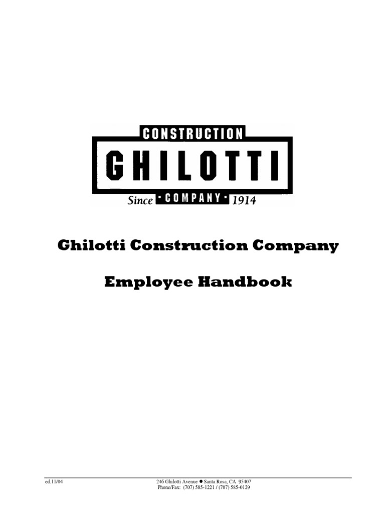 Employee Handbook CONSTRUCTION | PDF | Overtime | Substance Abuse