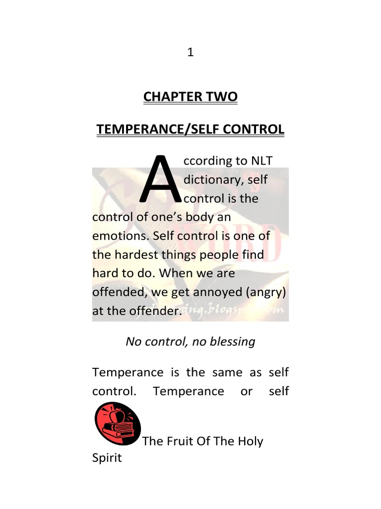 Chapter Two Temperance/Self Control: No Control, No Blessing | PDF | Anger | Jesus