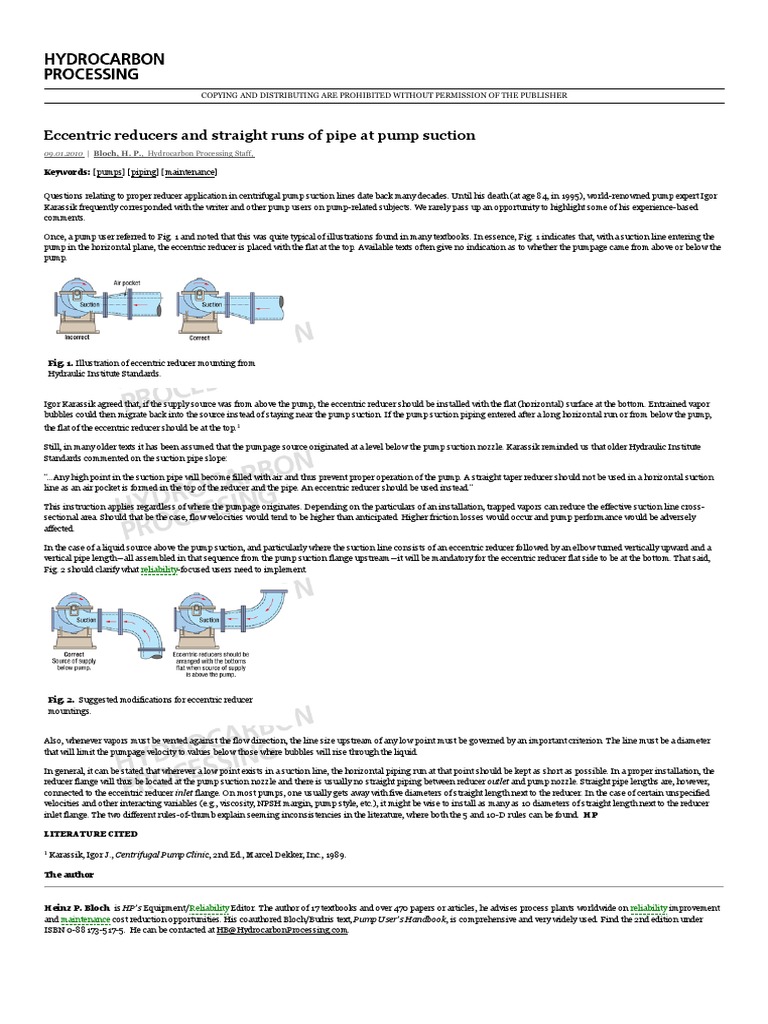 Eccentric Reducers and Straight Runs of Pipe at Pump Suction ...