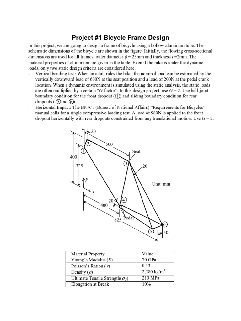 Project #1 Bicycle Frame Design | PDF | Bending | Stress (Mechanics)