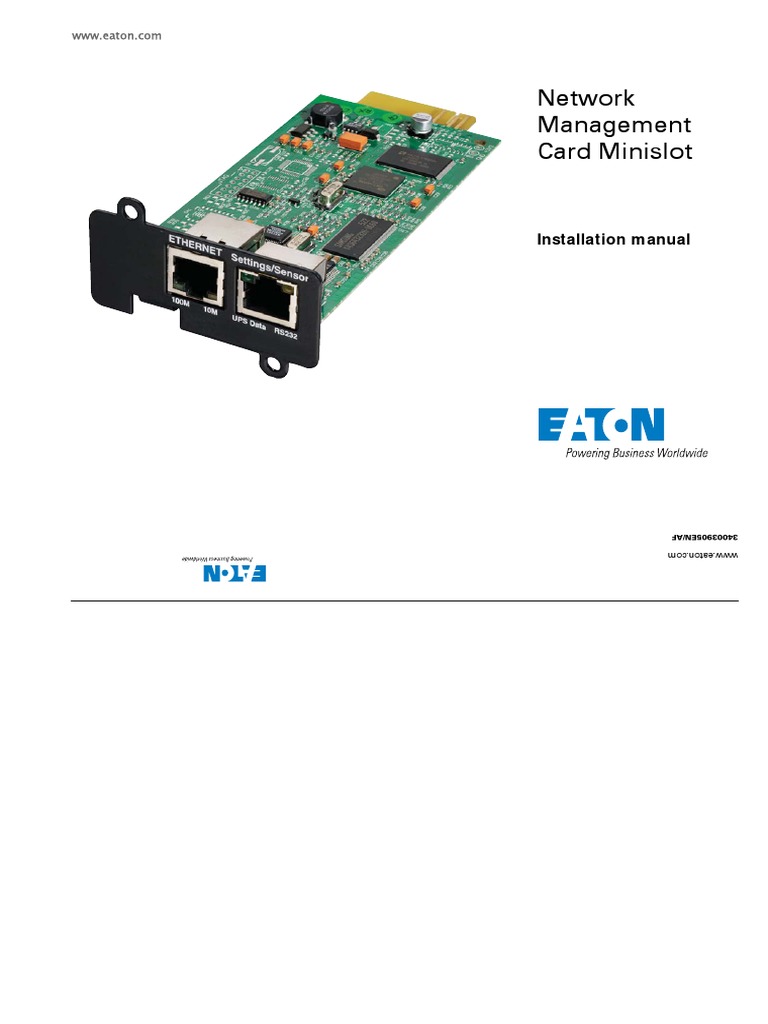 Network Management Card Minislot: Installation Manual | PDF | Ip ...