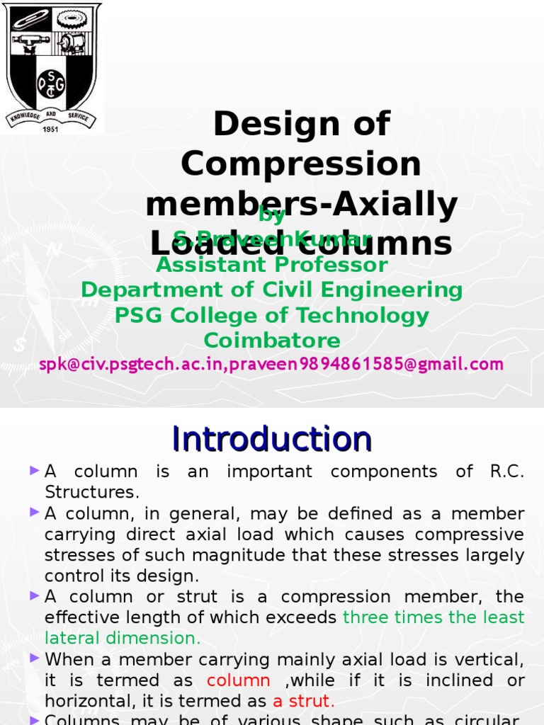 Design of Columns - Axial Load | PDF | Column | Buckling