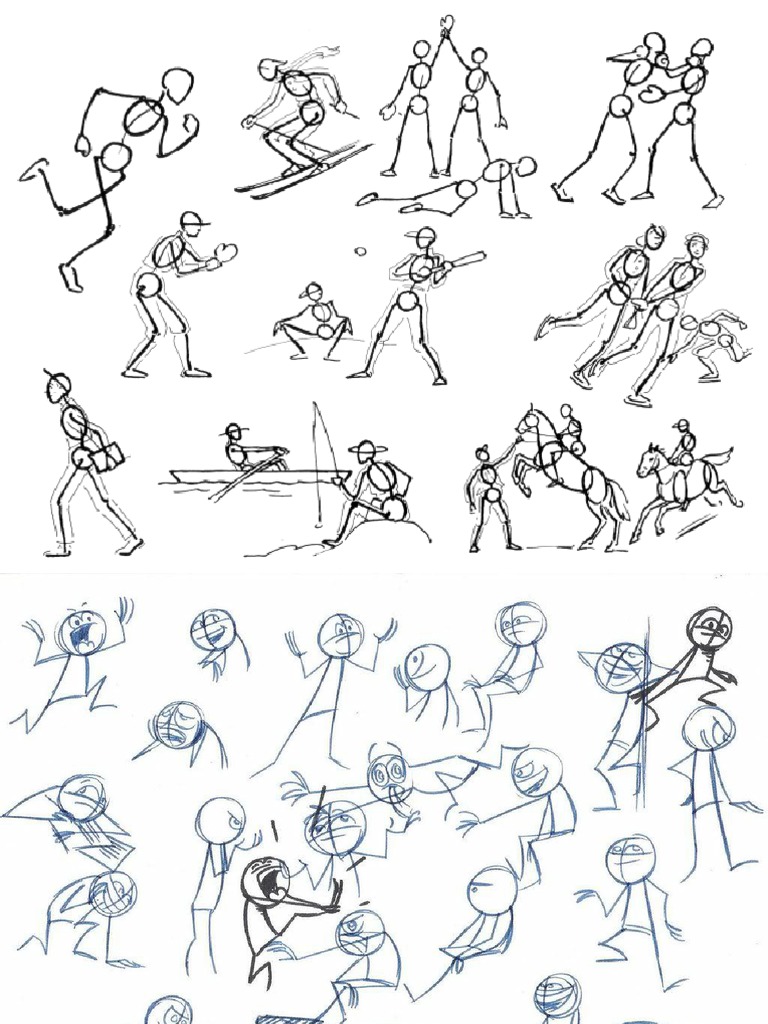 Stick Figure Poses For Animators and Drawing Artists (44 Pages) | PDF ...