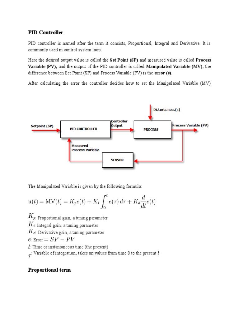 PID Controller: Variable (PV), and The Output of The PID Controller Is ...