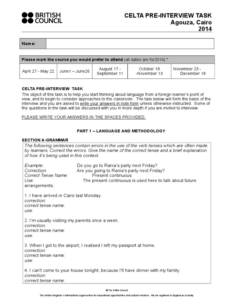 New 2013 Pre-Interview Task | PDF | Ellipsis | Stress (Linguistics)