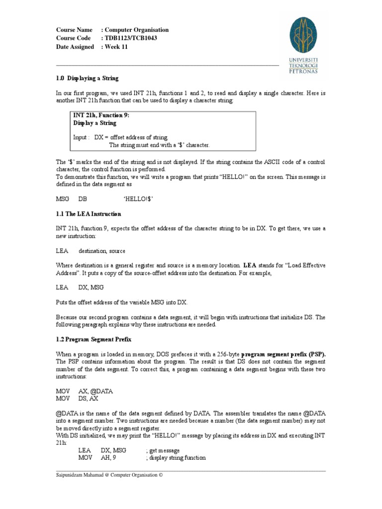 Assembly Language 3 | Download Free PDF | Subroutine | String (Computer Science)