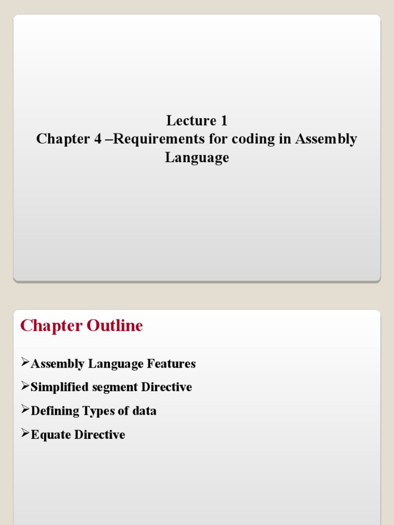 Chapter 4 - Requirements For Coding in Assembly Language | PDF ...