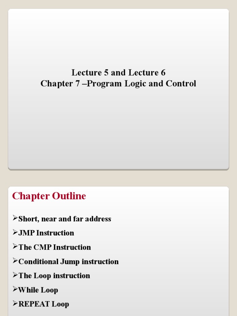 Lecture 5 and Lecture 6 Chapter 7 - Program Logic and Control | PDF ...