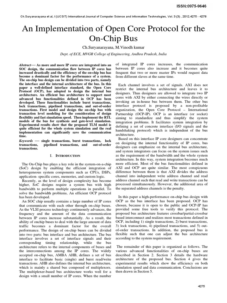 An Implementation of Open Core Protocol For The On-Chip Bus: CH ...