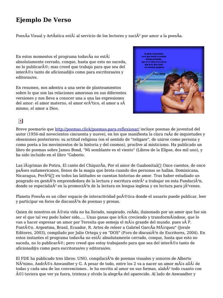 Ejemplo de Verso | PDF | Poesía | Amor