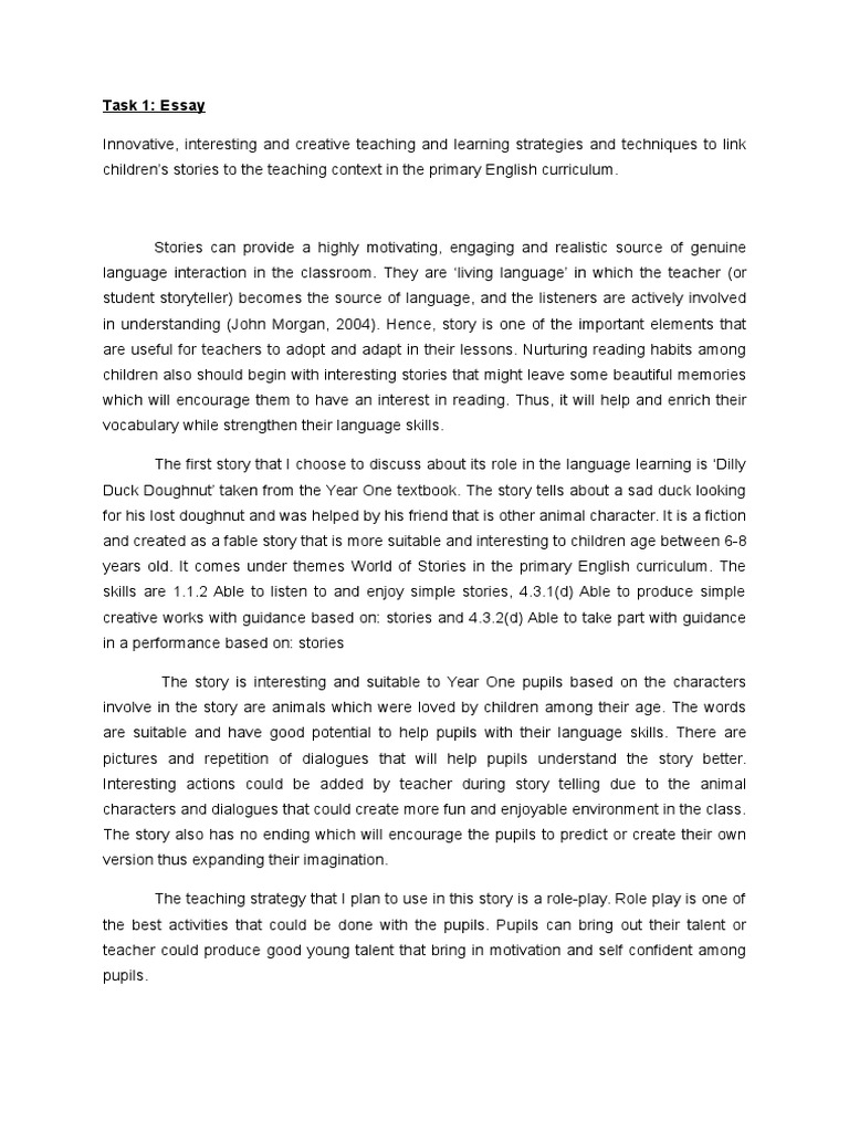 Task 1: Essay | PDF | Storytelling | Curriculum