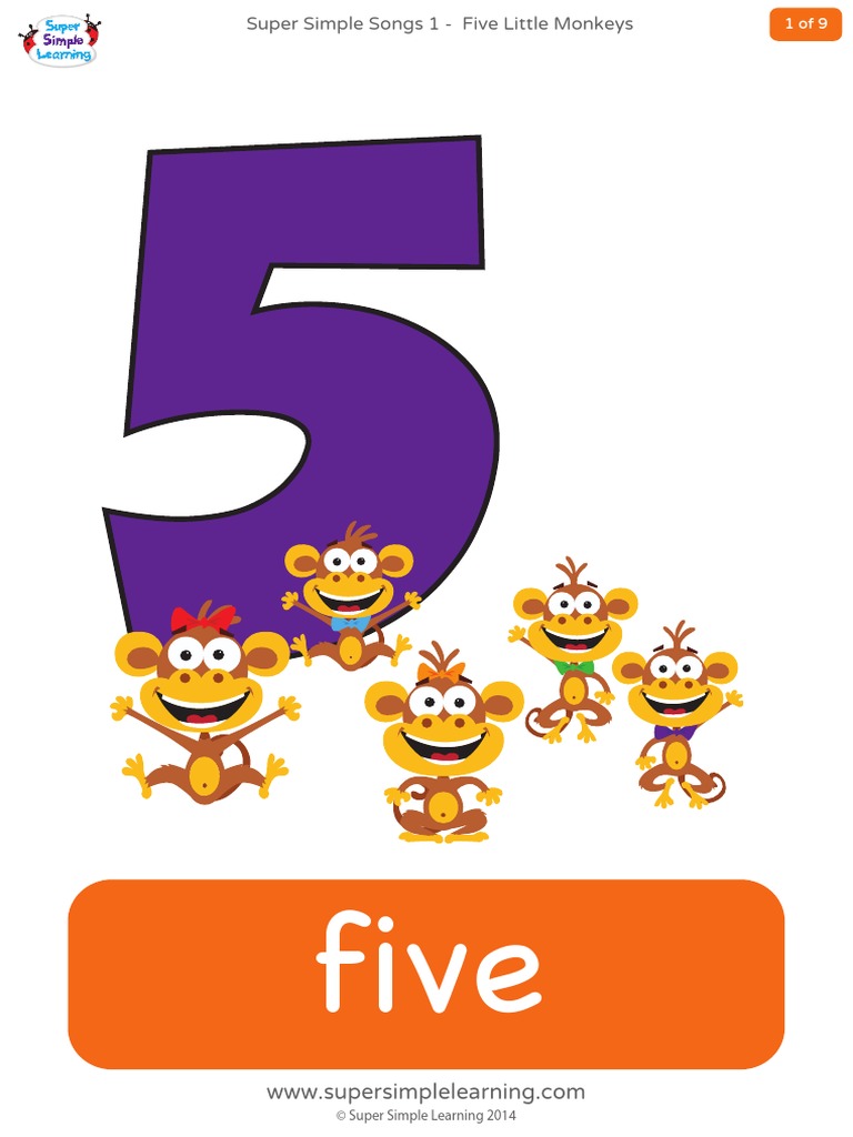 Five Little Monkeys Flashcards | PDF